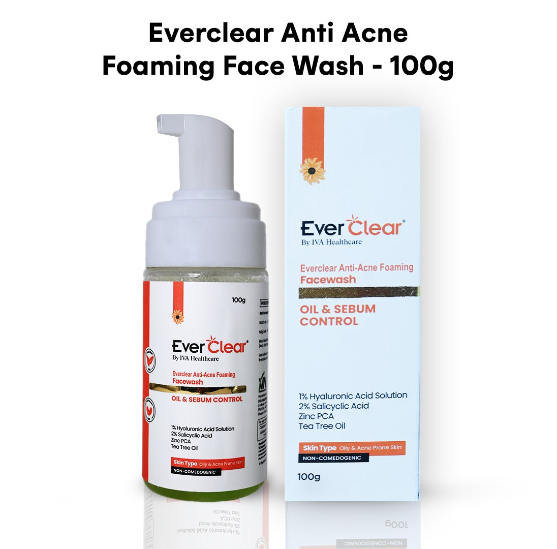 Everclear Anti Acne Foaming Face Wash - 100g– Iva Healthcare pvt ltd